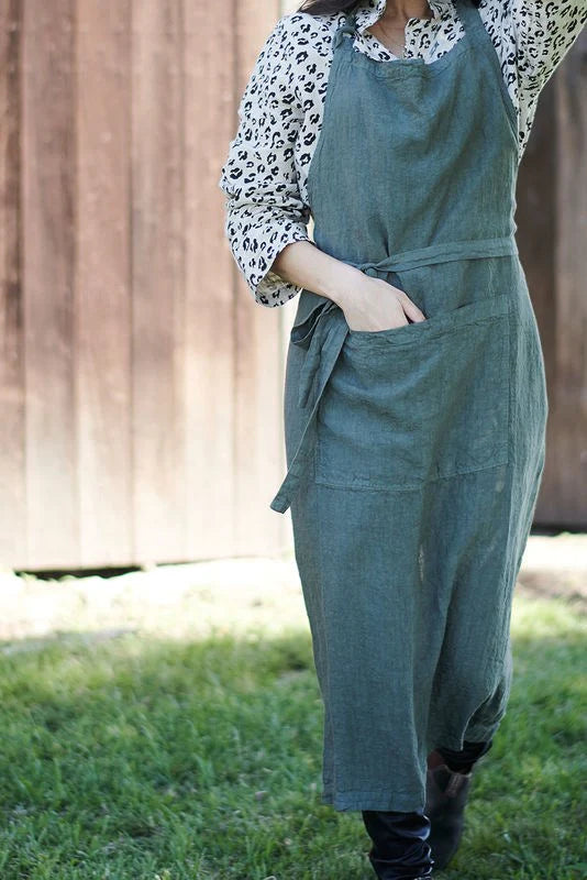 Linen Apron - Khaki – Mayfair Australia